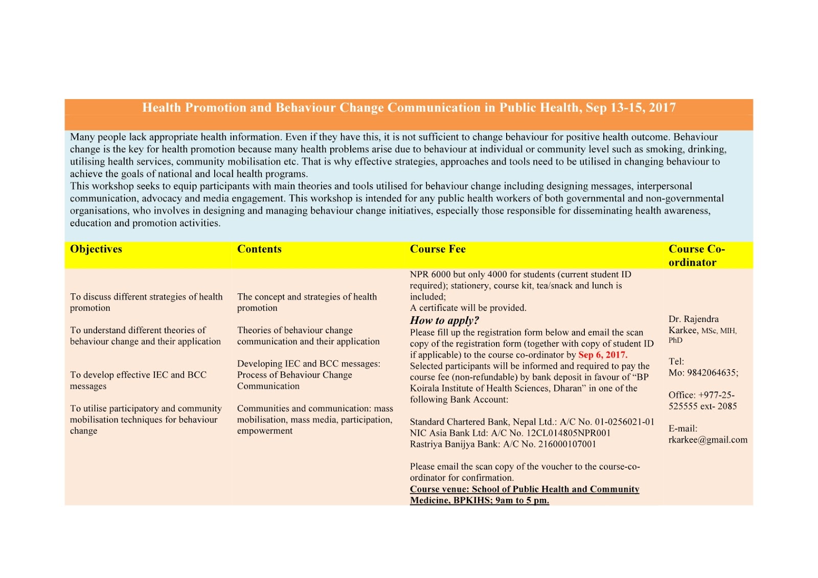 Opportunity !! Health Promotion and Behaviour Change Communication in ...