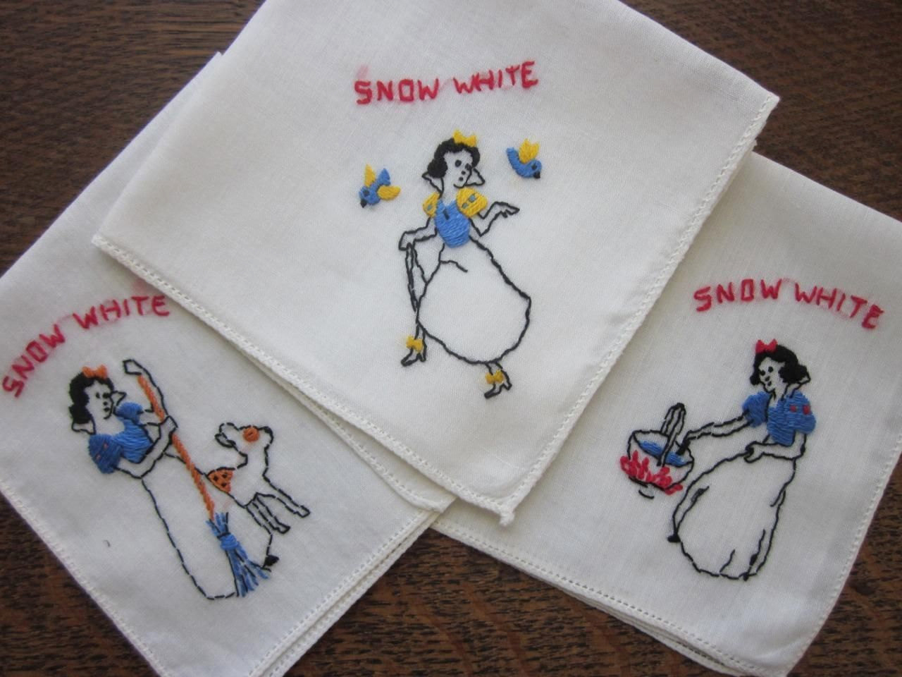 Filmic Light - Snow White Archive: 1938 Embroidered Hanky Boxed Sets by ...