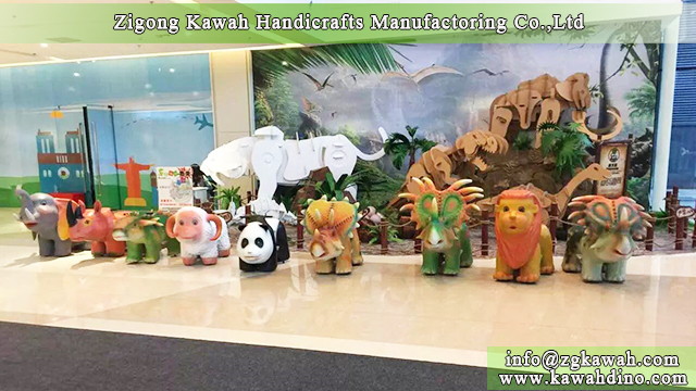 Shopping mall electric dinosaur cartoon rides with coin operated for Kids