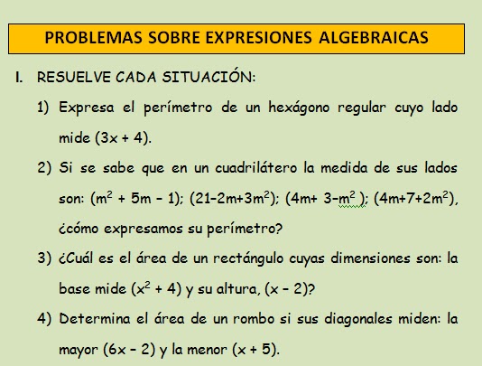 DESCUBRIENDO EL MUNDO DEL ÁLGEBRA: PROBLEMAS CON EXPRESIONES ALGEBRAICAS