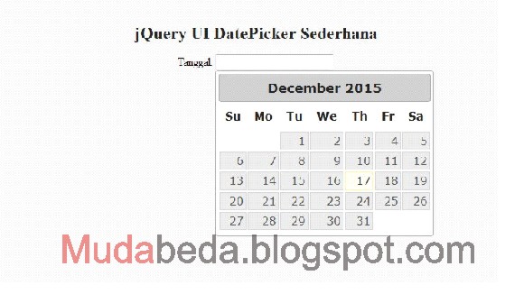 Membuat Input Tanggal dengan jQuery DatePicker ~ MudaBeda