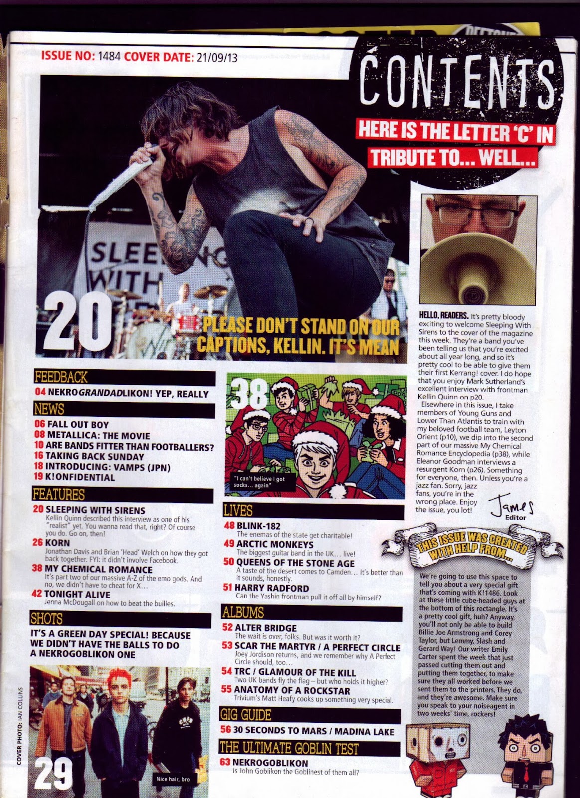 Chloe Woods - Music Magazine: Kerrang Contents Page Analysis