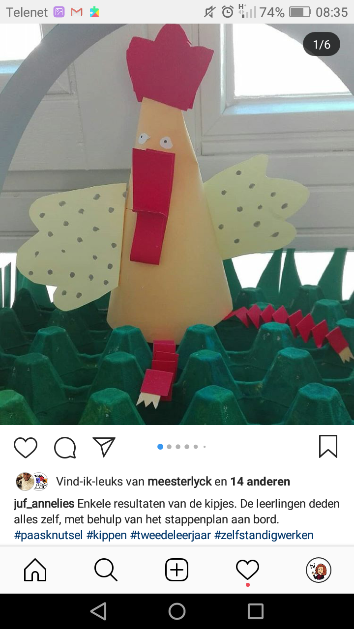 Juf Annelies in de lagere school: Paaskip knutselen (L2)