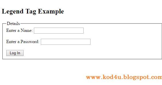 HTML Legend Tag Example