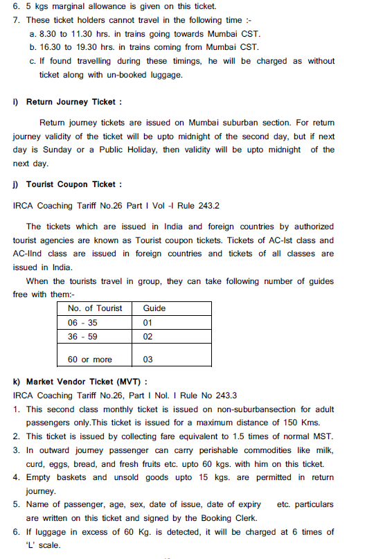 Commercial Guide Indian Railway: Types of Tickets