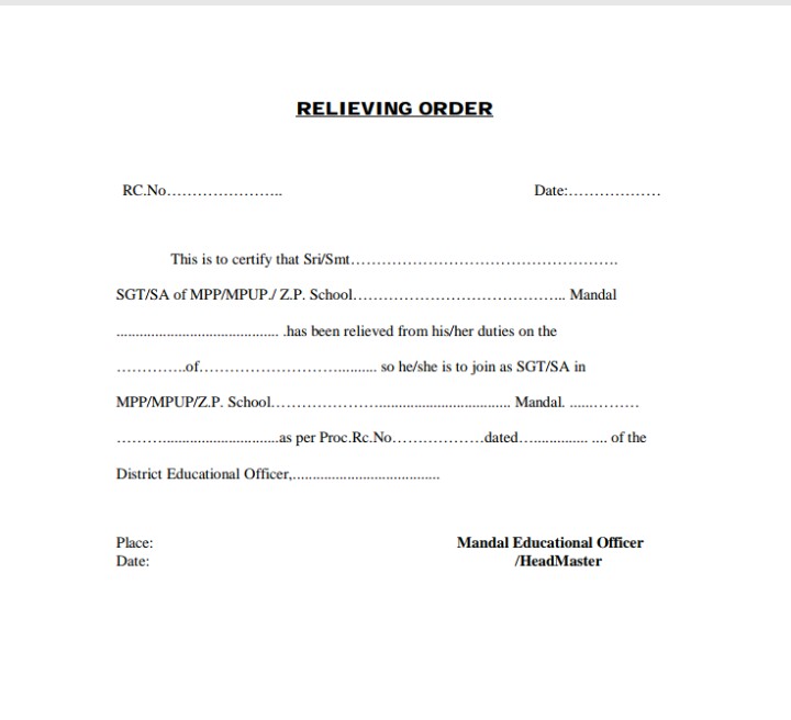 Ctms Details Ctms Relieving Order