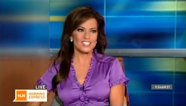 Ladies in Satin Blouses: Robin Meade - purple silk blouse