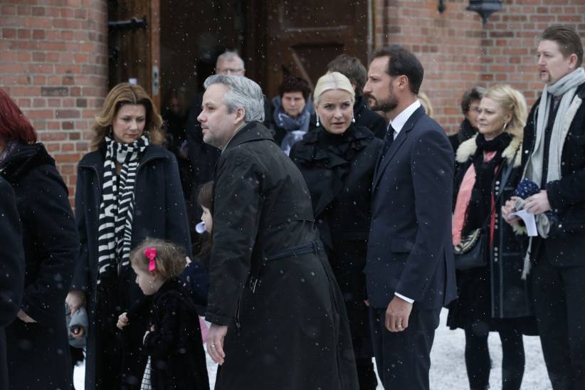Norwegian Royal Family at funeral of Anbjørg Sætre Håtun