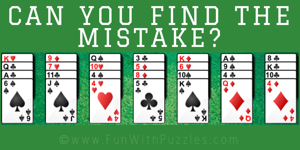 Mistake Finding Brain Teaser: Cards Picture Puzzle