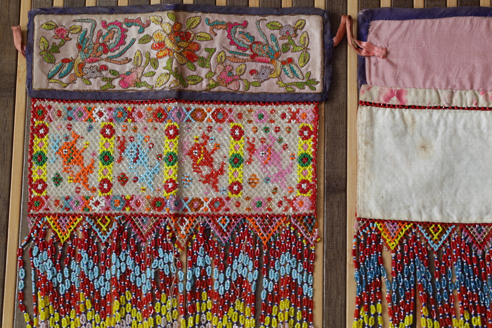 enticz: A Pair Of Straits Chinese Beadwork Panels For Bridal Chamber