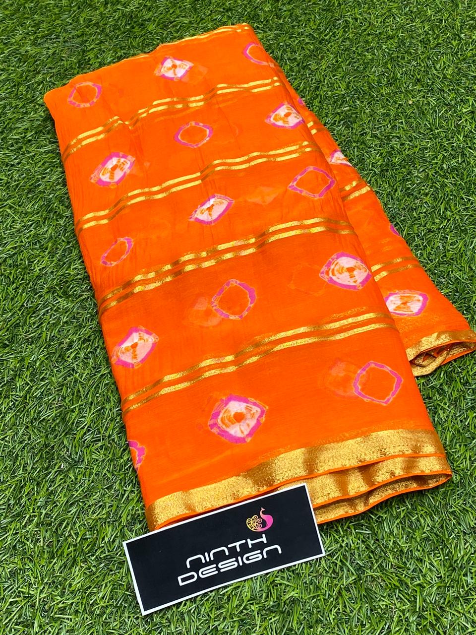 Chiffon sarees with bandini design