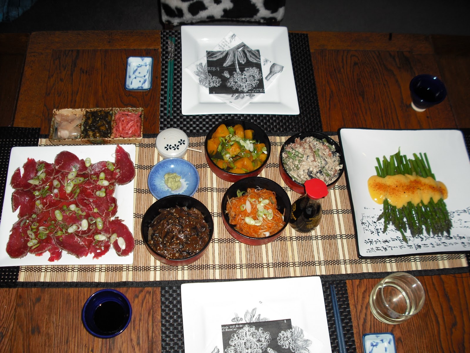 W o k a r e l l a: Beef Tataki and Asparagus with Egg Sauce