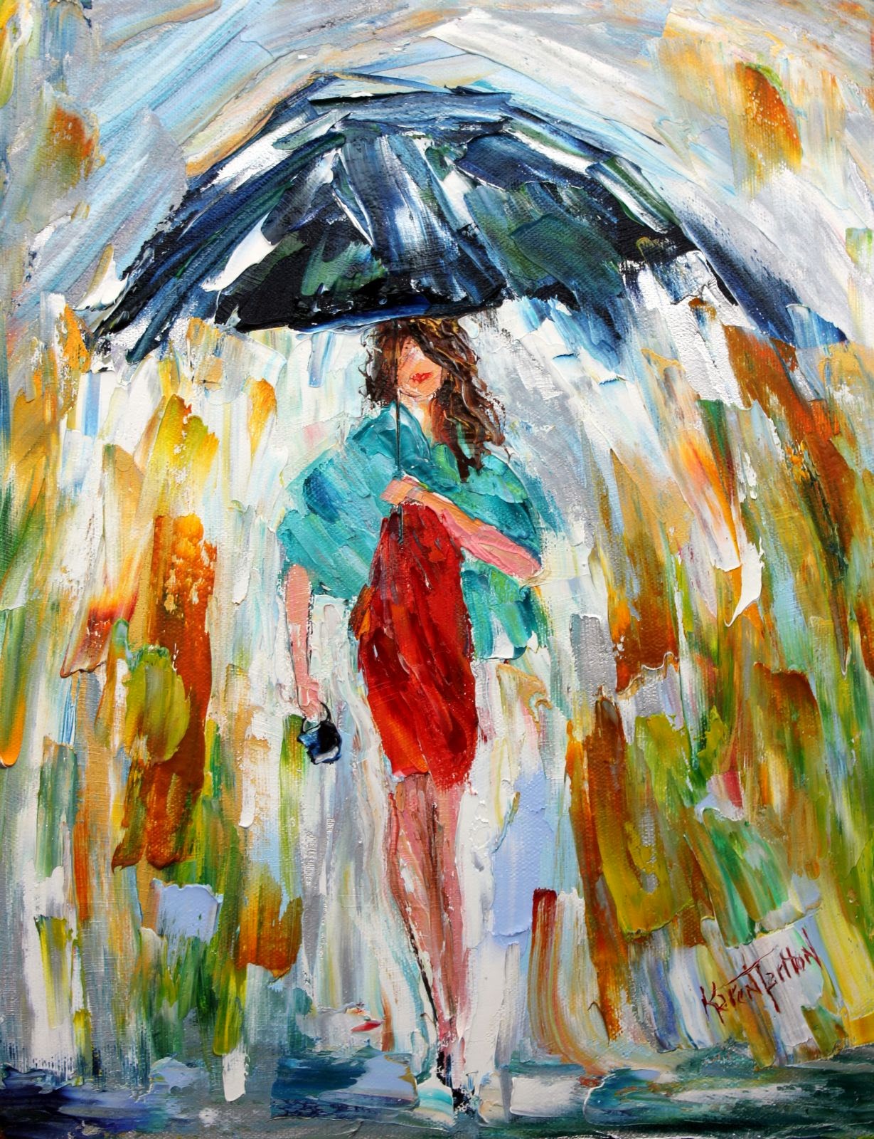 Karen Tarlton: Original oil painting Spring Birds and Blooms and Rain ...