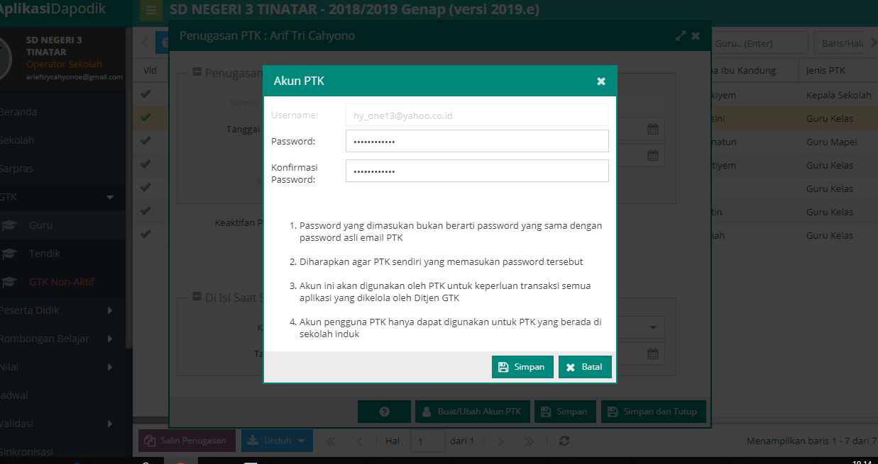Cara membuat akun PTK dapodik untuk login di info GTK