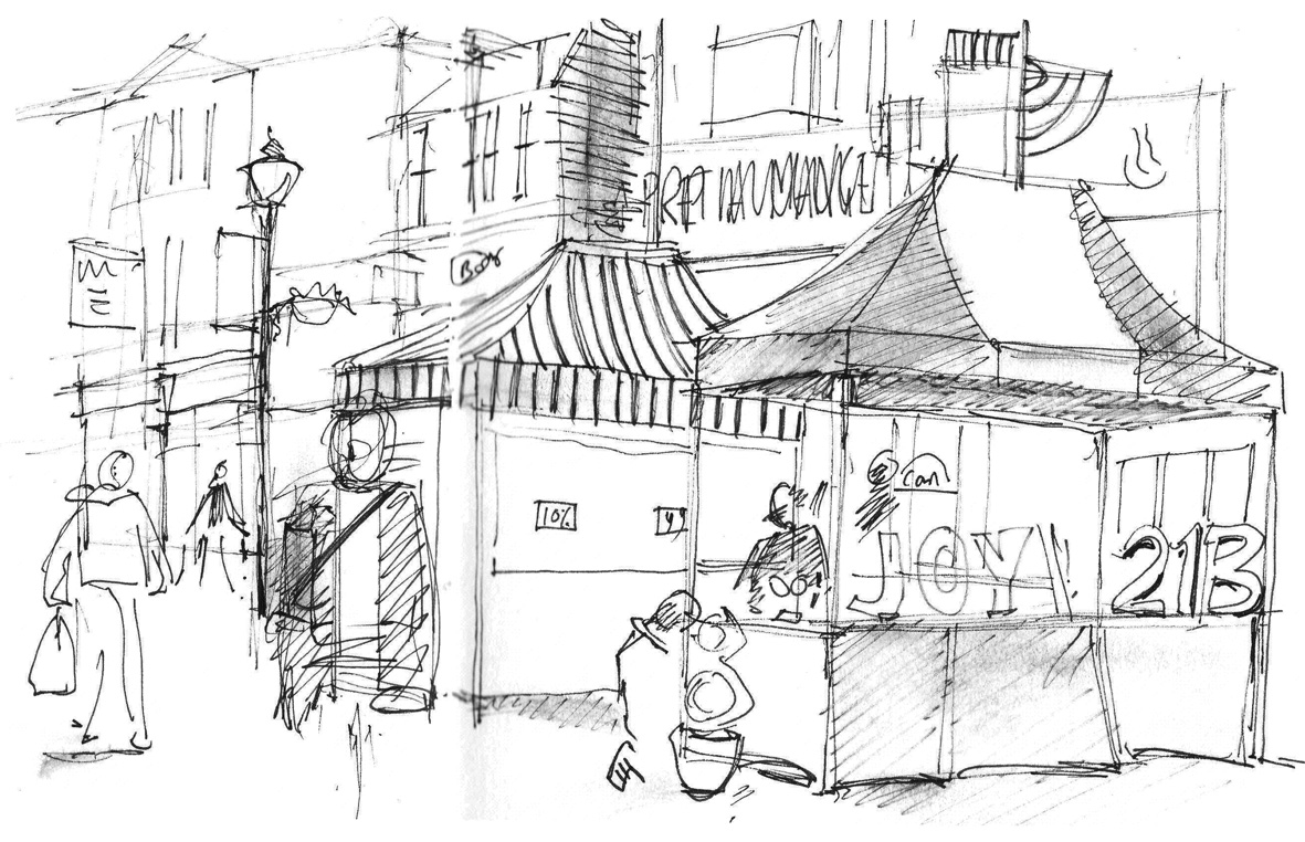 lineandwash: market stalls