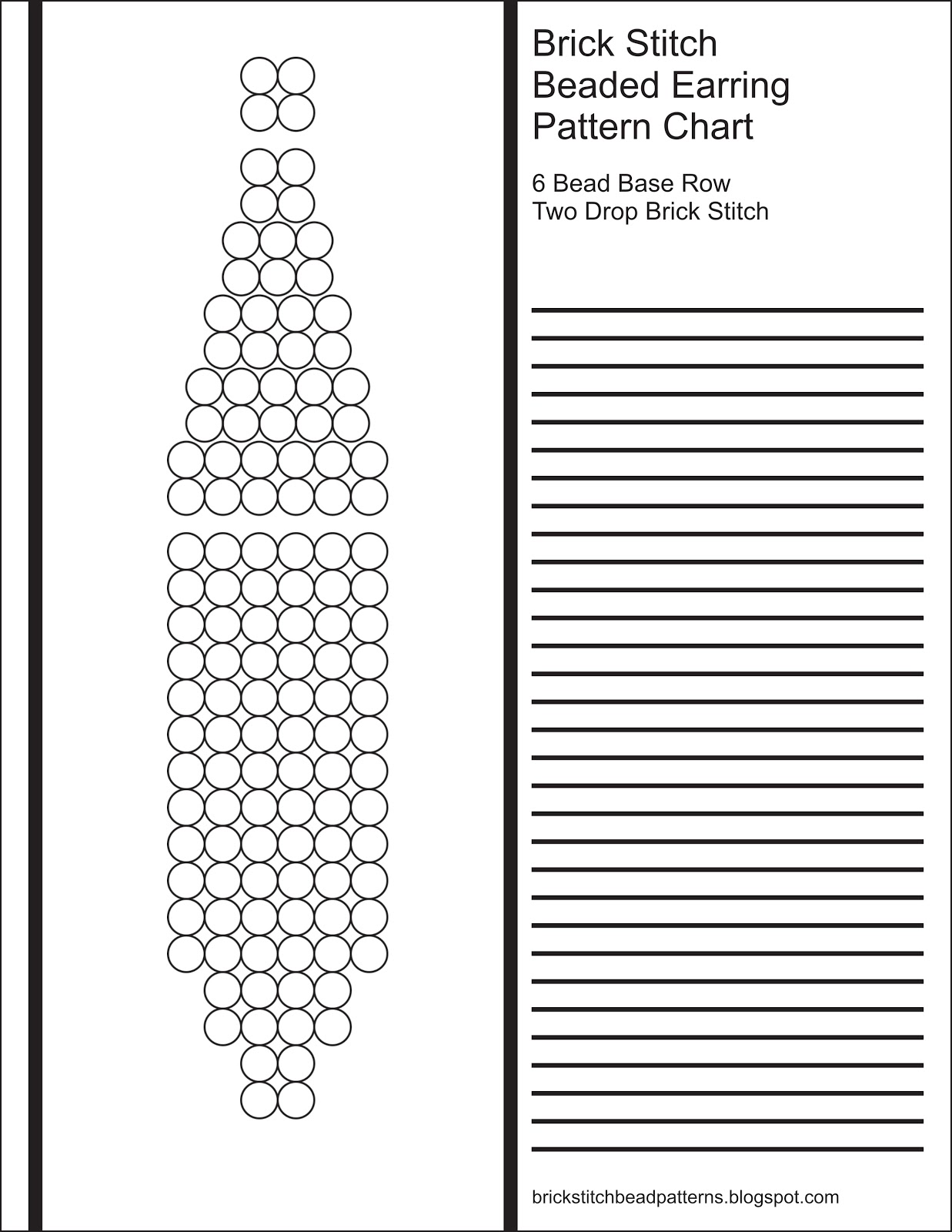 Brick Stitch Bead Patterns Journal: 6 Bead Base Row 2 Drop Blank Round ...