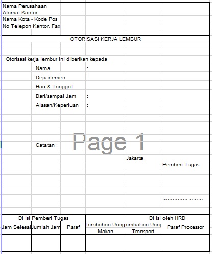 Form Lembur ~ Contoh Surat Kantor