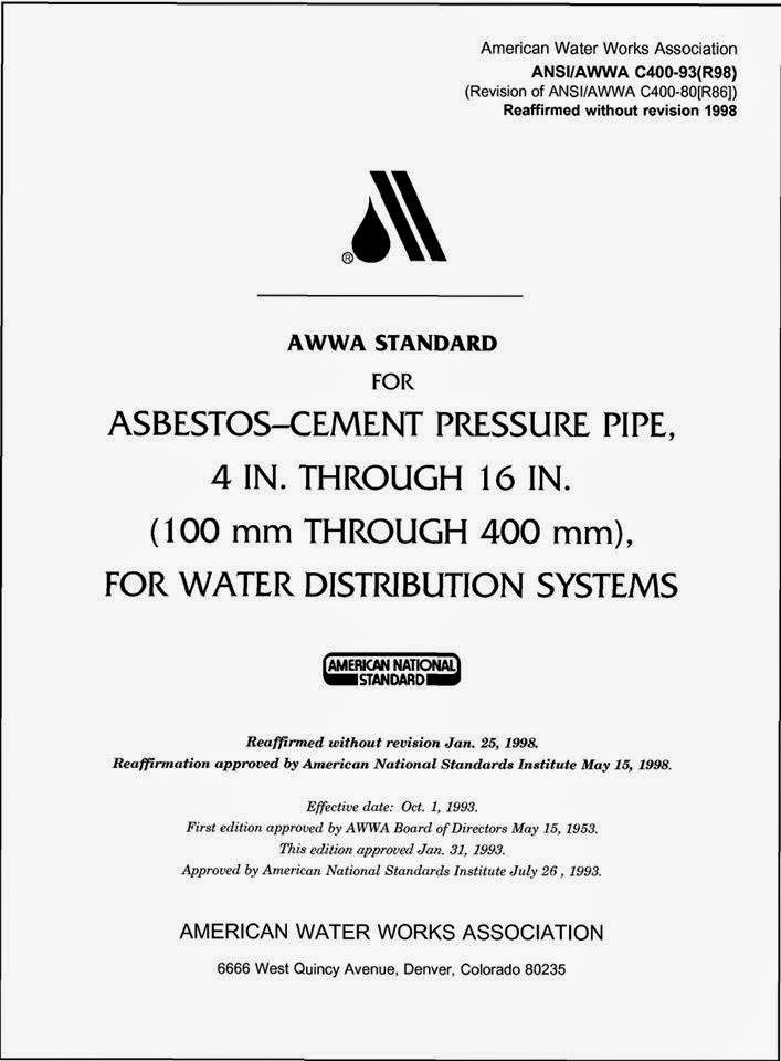 AWWA STANDARD FOR ASBESTOS-CEMENT PRESSURE PIPE, 4 IN. THROUGH 16 IN ...