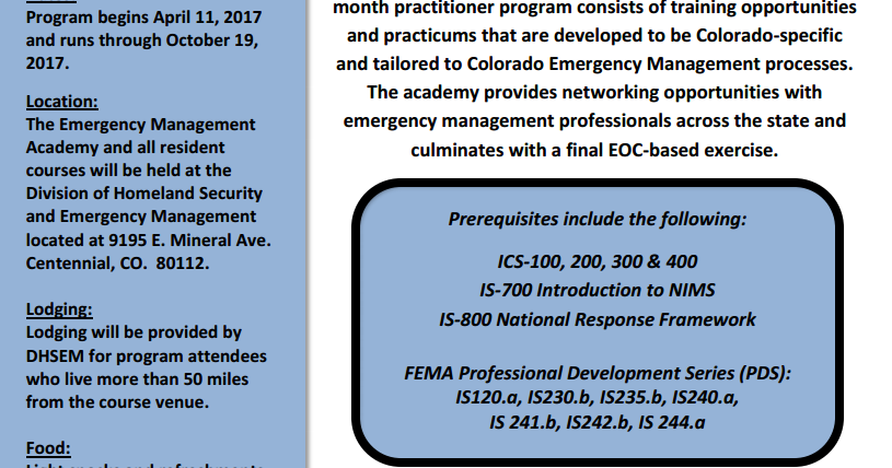 Colorado Emergency Management: Apply Today for the 2017 Colorado ...