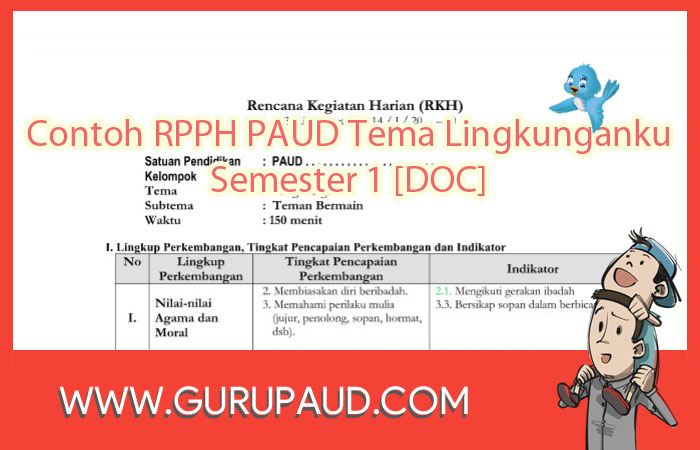 Contoh RPPH PAUD Tema Lingkunganku Semester 1 [DOC] | GURU PAUD