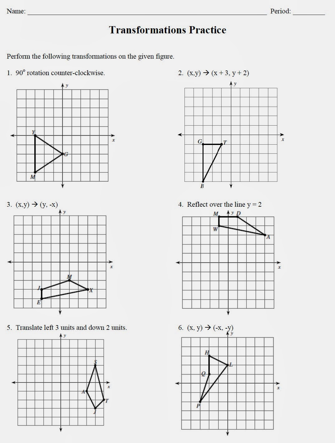Mr. Matt's Math Classes: Assignment - Transformations Practice