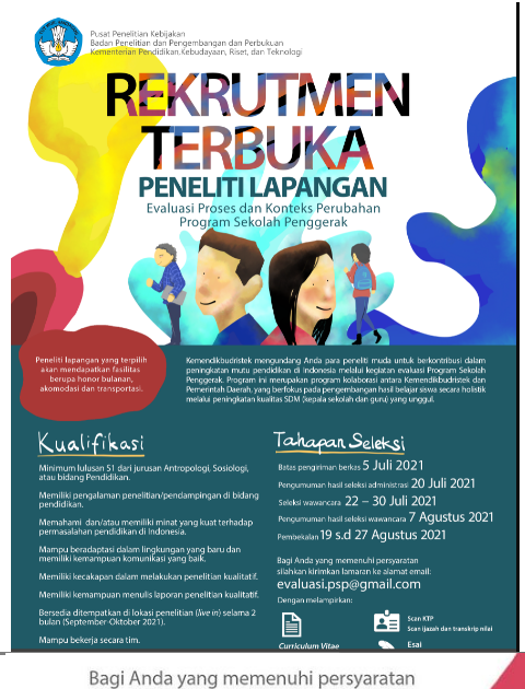 Lowongan Kerja Puslitjakdikbud Kementerian Pendidikan, Kebudayaan, Riset dan Teknologi Tahun ...