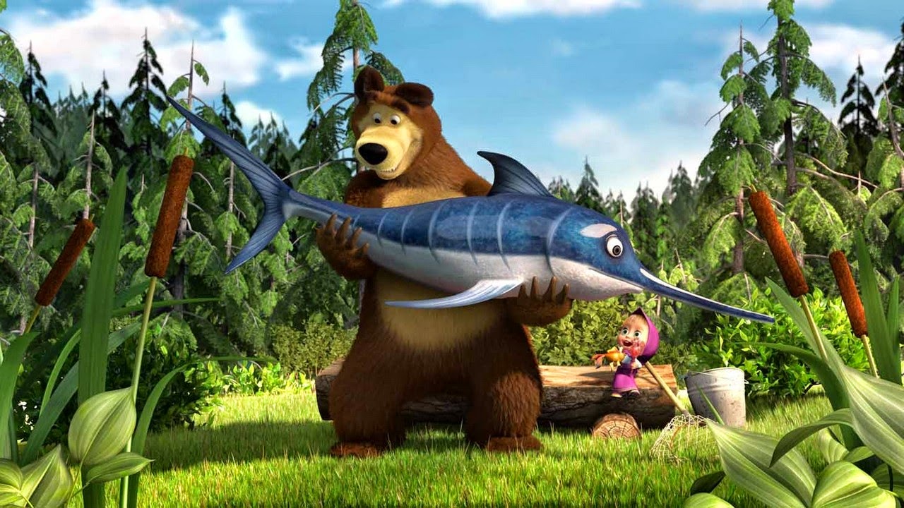 Masha and The Bear Fishing - HD Wallpaper & Animated Image