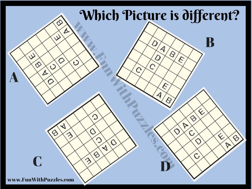 Picture Brain Teaser to Find Odd One Out