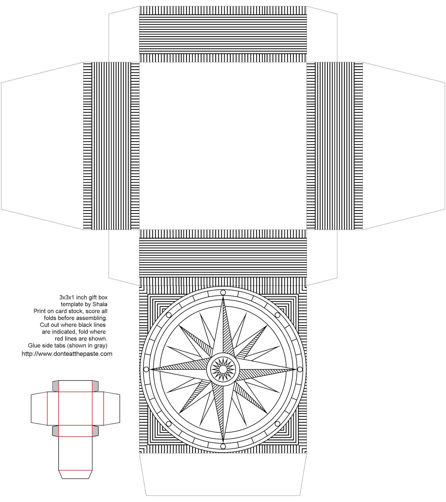 Don't Eat the Paste: Compass Rose printable gift box - 2 versions