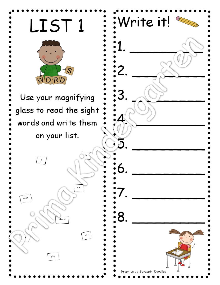 Prima Kindergarten Sight Words
