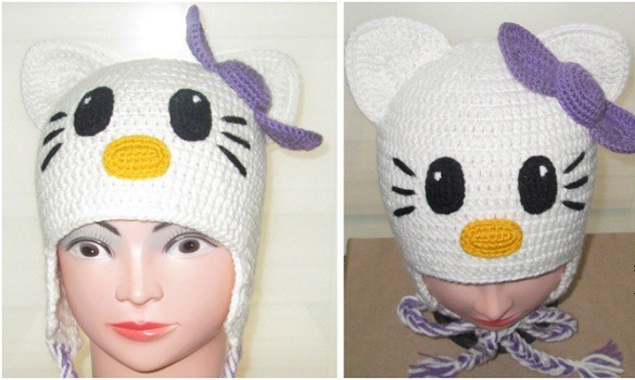 Tina's handicraft : cap « HELLO KITTY » - free pattern