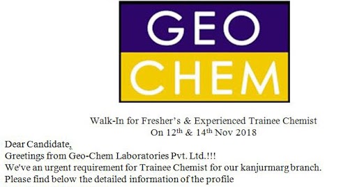 Geo-Chem Laboratories Walk-In for Freshers & Experienced - Trainee ...