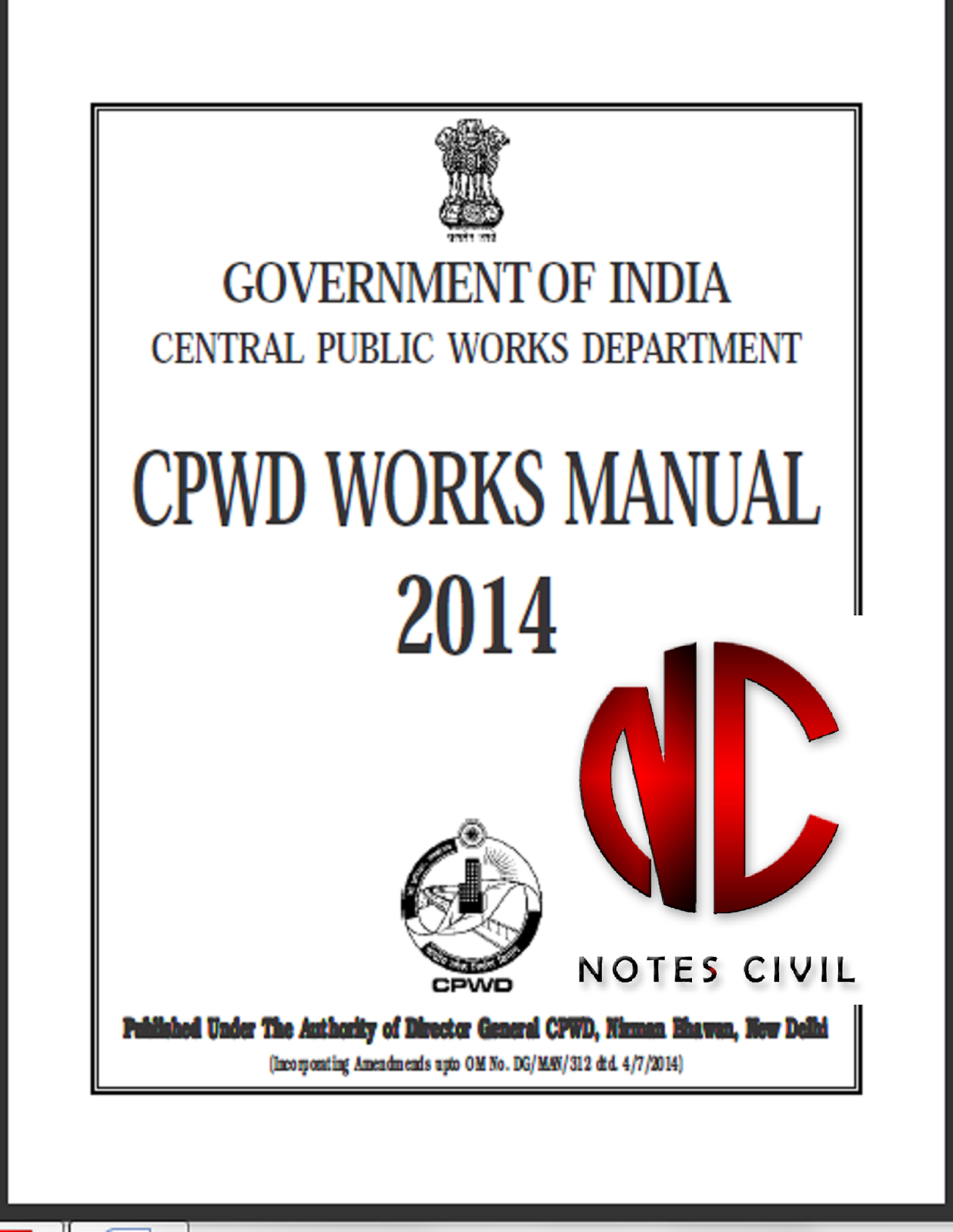 CPWD WORKS MANUAL 2014 (GOVERNMENT OF INDIA CENTRAL PUBLIC WORKS ...