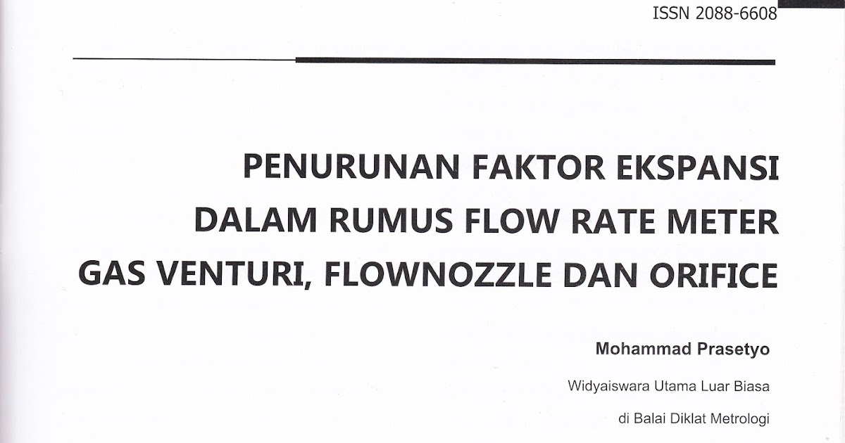 Penurunan faktor ekspansi dalam rumus flow rate meter gas venturi ...
