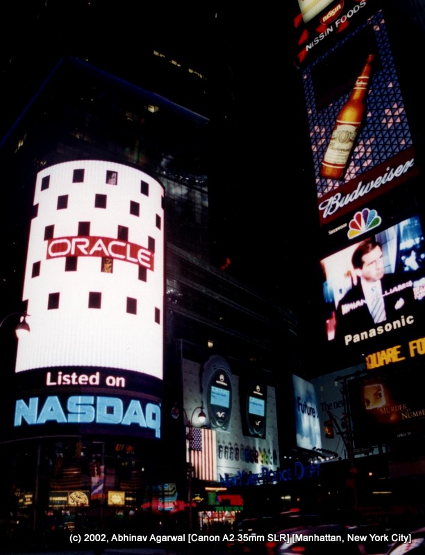 Abhinav Agarwal: Oracle Nasdaq Times Square Manhattan New York City