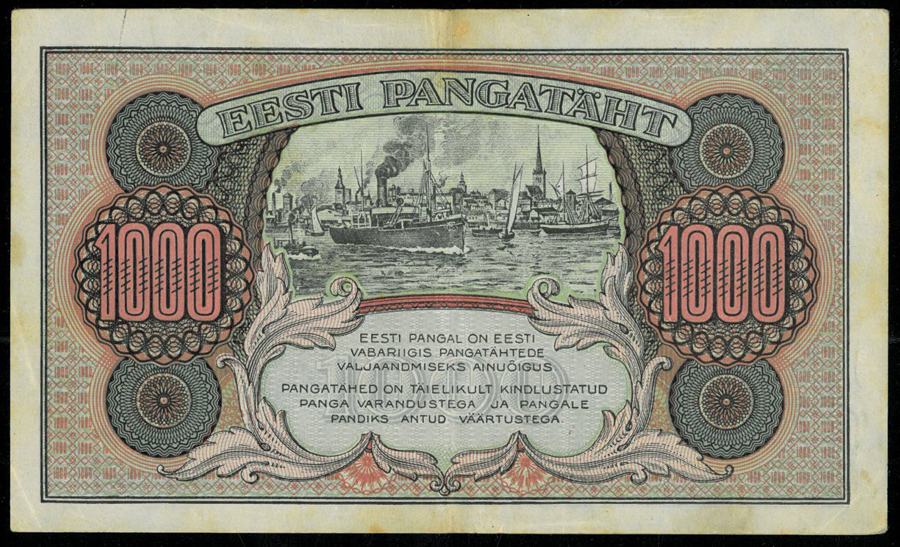 Estonian 1000 Marka banknote 1922 Port of Tallinn|World Banknotes ...