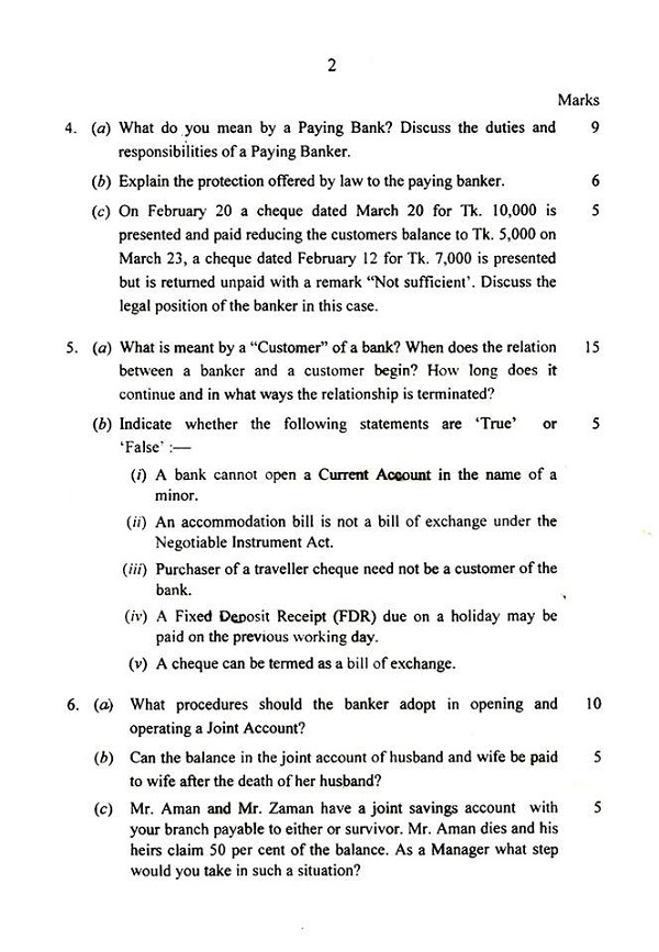 Laws and Practice of Banking Question 2011-2018 - Banking Diploma Education