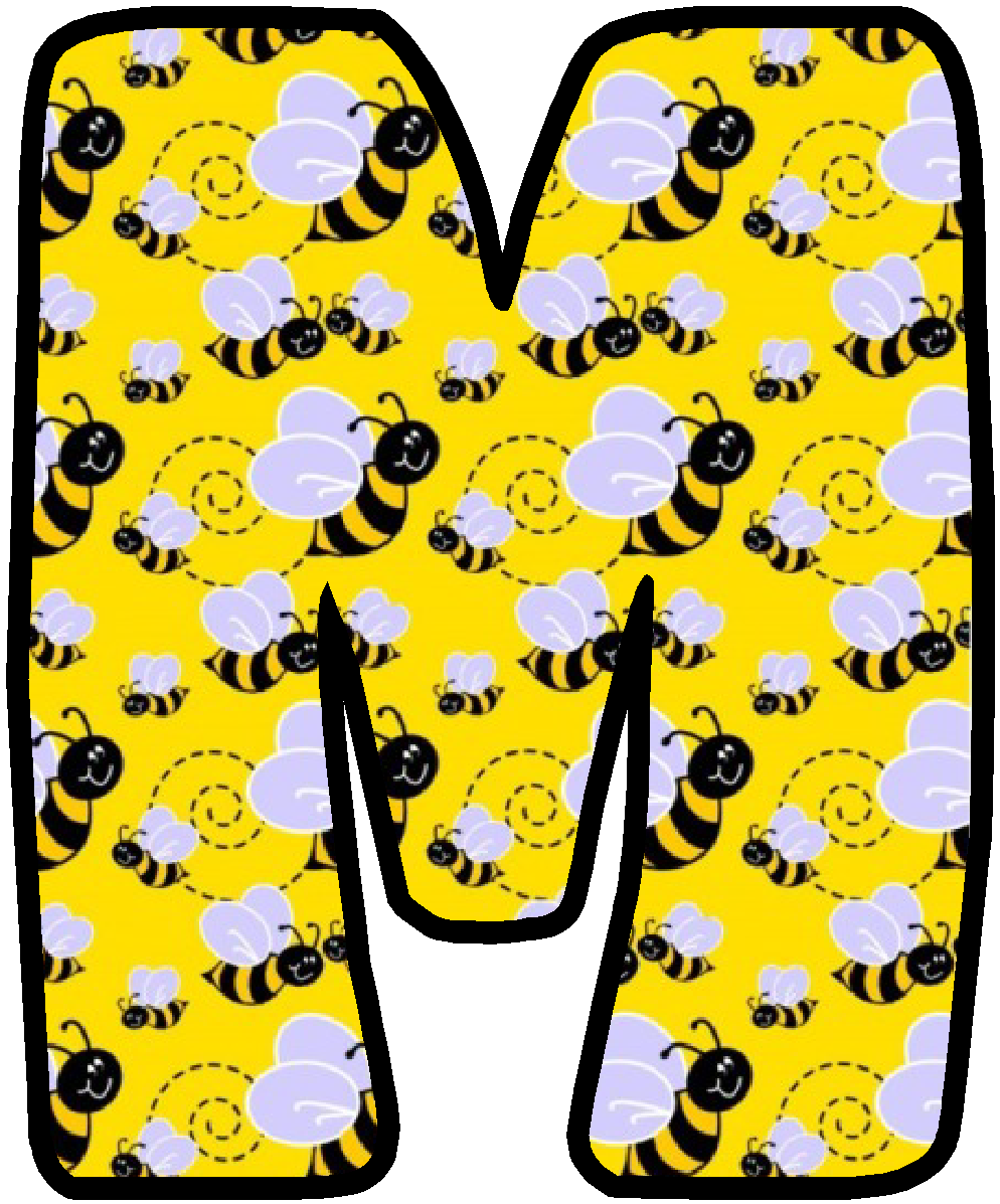 Abecedario de Abejas en Fondo Amarillo. Yellow Alphabeth with Bees ...