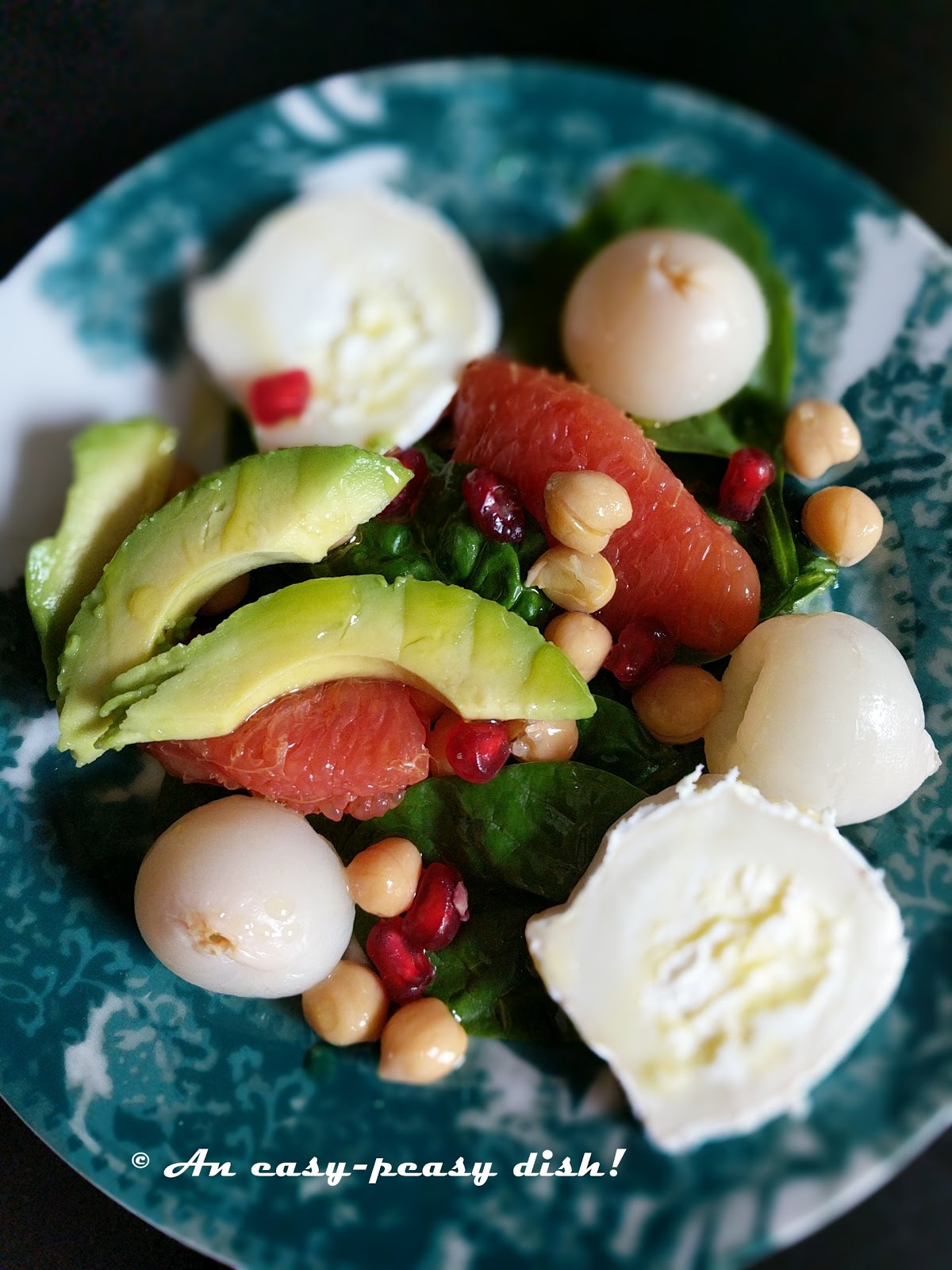 LYCHEES, GOAT CHEESE, CHICKPEAS AND GRAPEFRUIT SALAD - Easy-peasy dish...