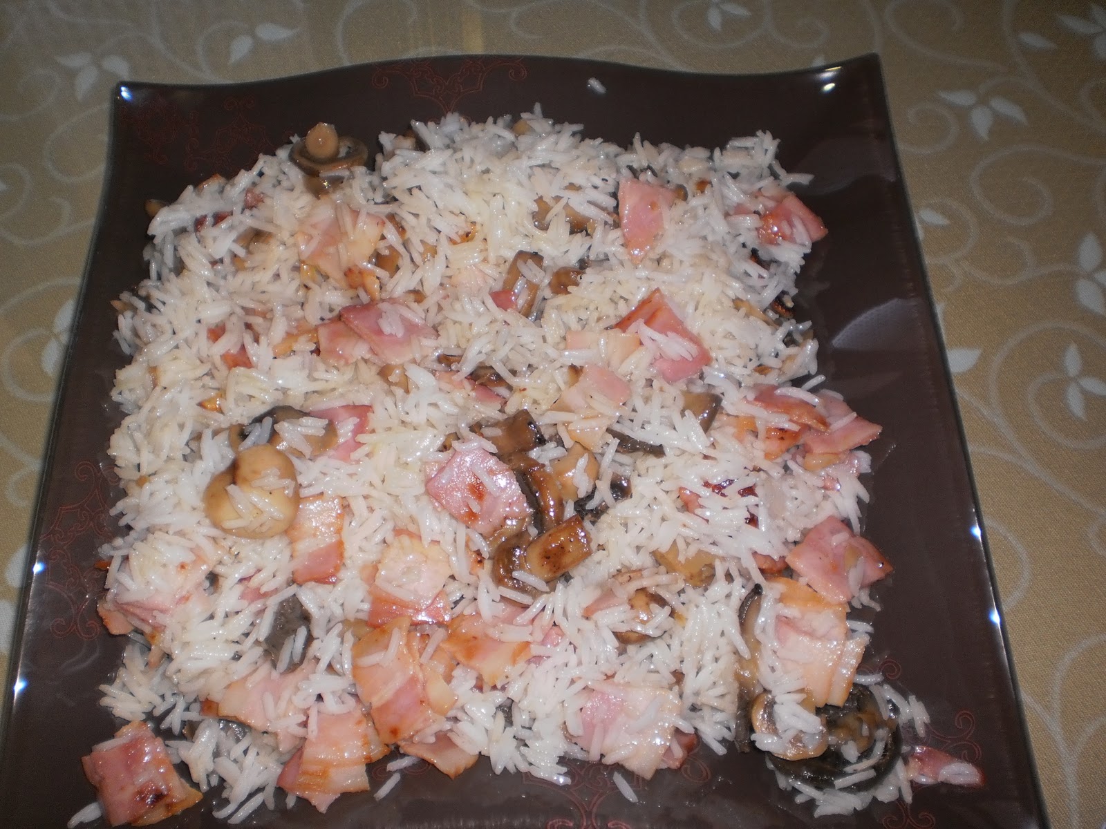 Las recetas de Lidia: Arroz con bacon y champiñones