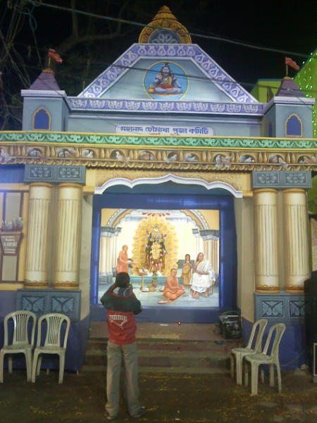 devil's paradise: The completed kali puja pandal in our market