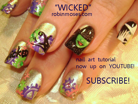 Nail Art by Robin Moses: wicked the musical nails, rhododendron nails ...