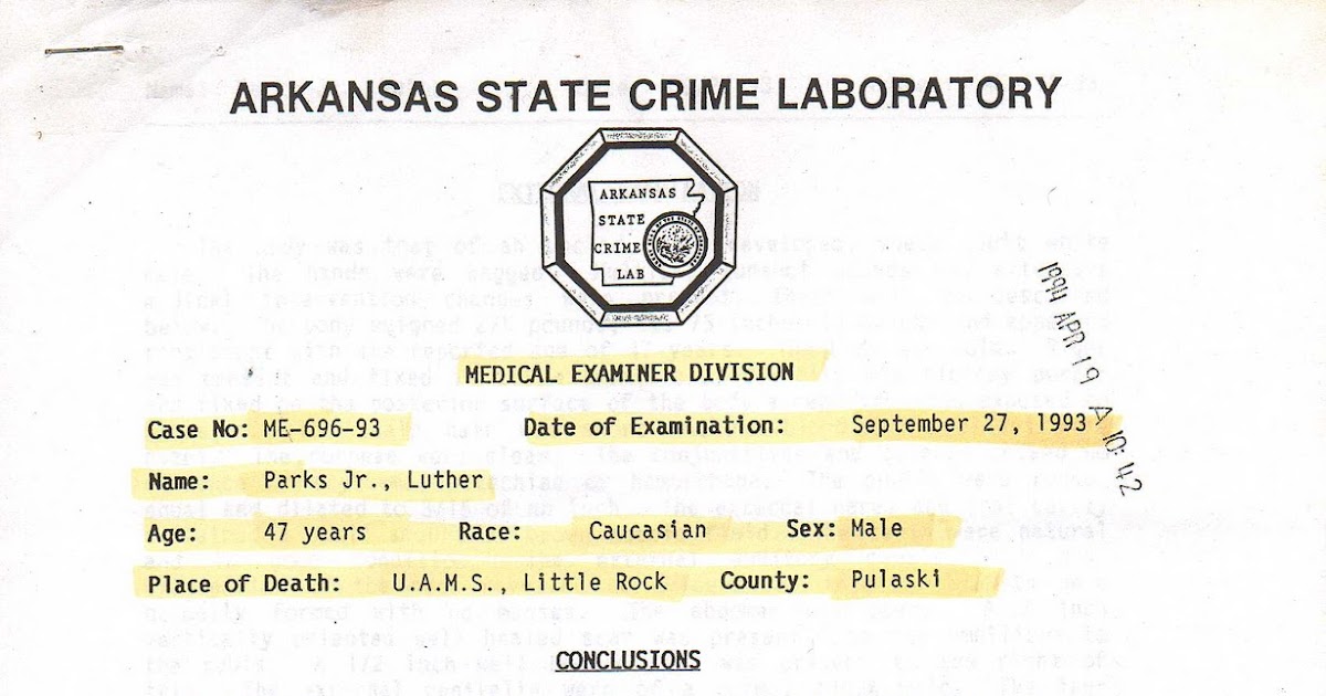Seeking Justice For Jerry Parks: Arkansas State Crime Lab Results