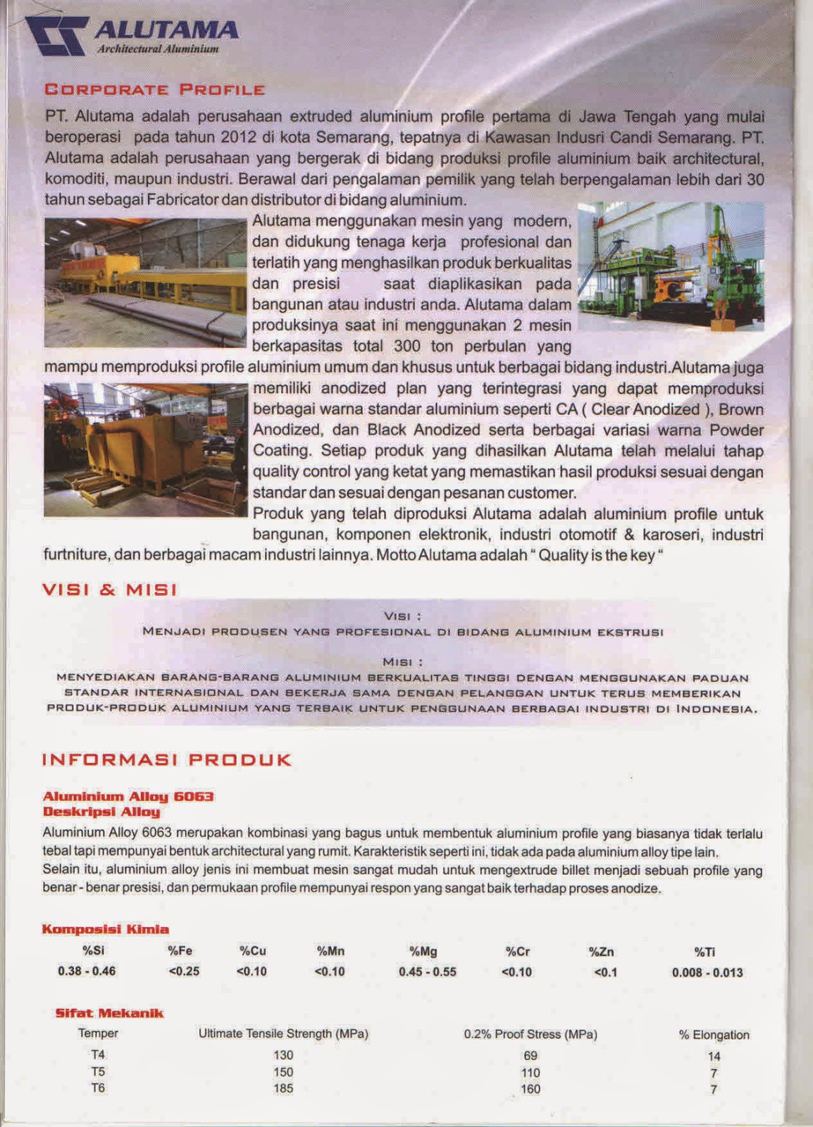 PT. ALUTAMA: COMPANY PROFILE