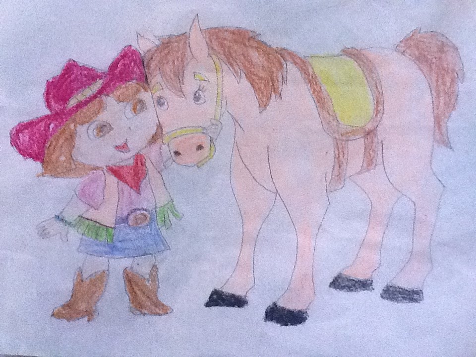 JD Shridhanajeyan: Dora with Horse - Tracing & Coloring