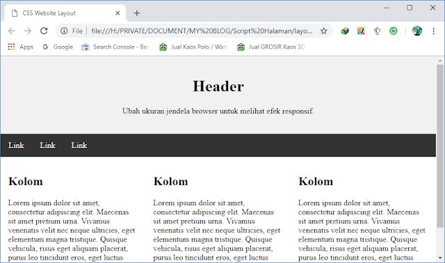 Belajar CSS Part 31 - Layout Halaman Web Responsif - king-octahasan