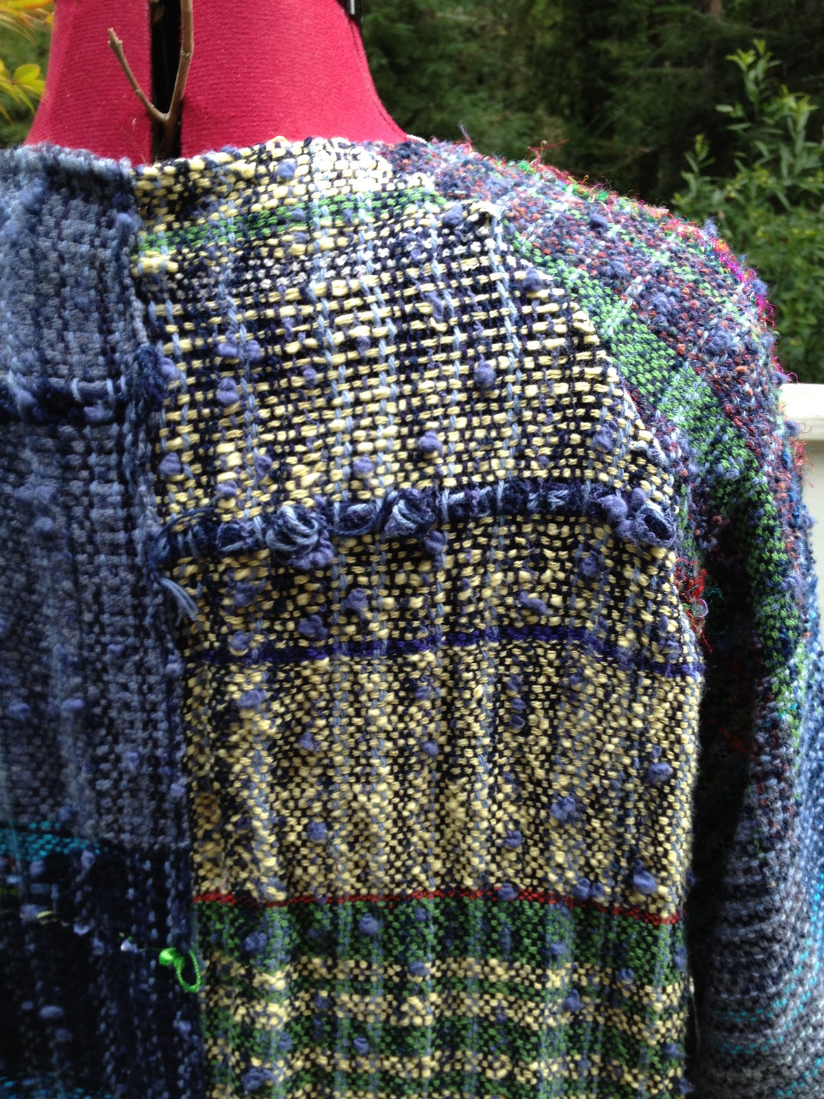 CENTERING WITH FIBER: SAORI weaving sewn into a new jacket