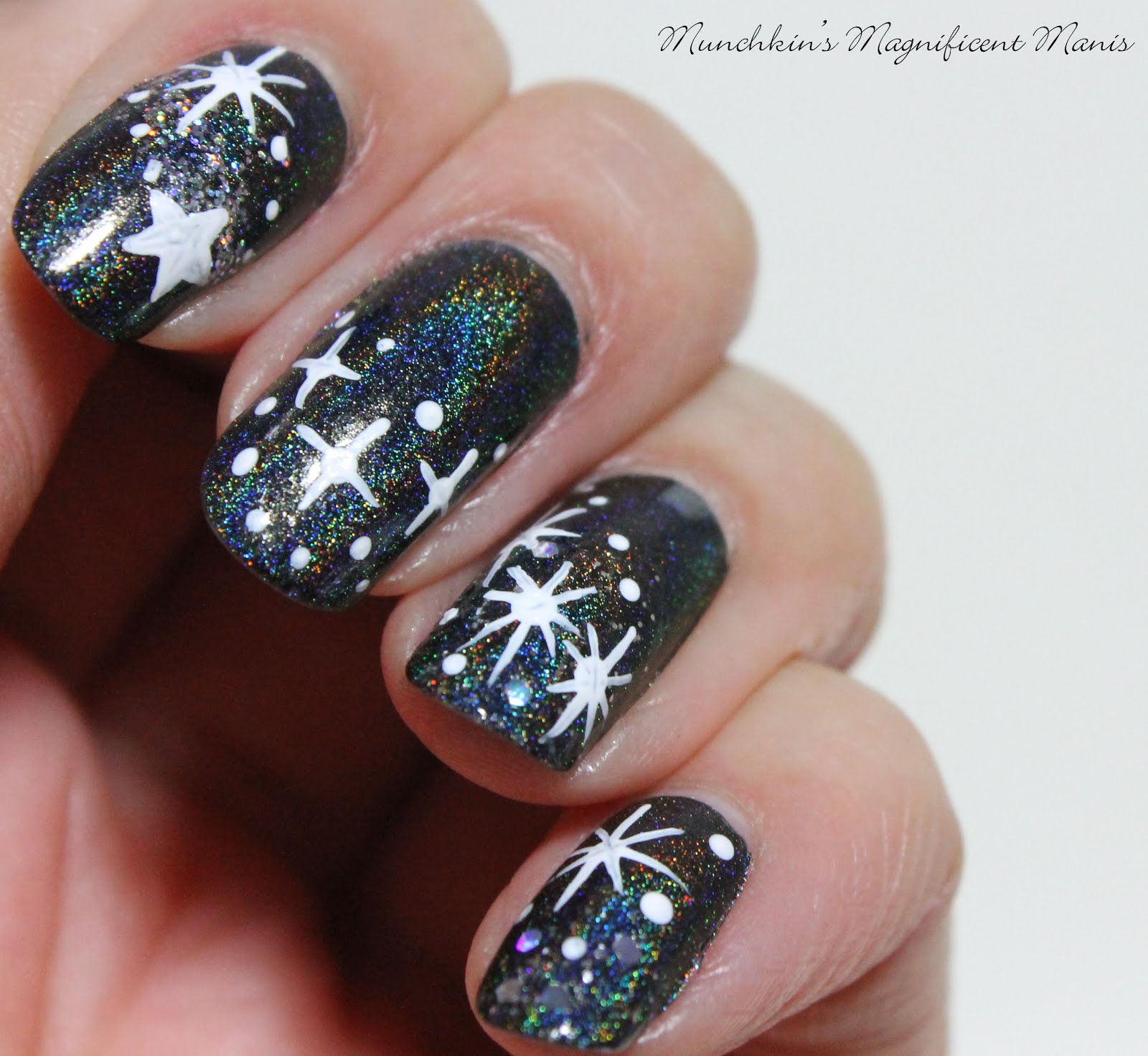 Munchkin’s Magnificent Manis: Starry Night Sky- Star Nail Design