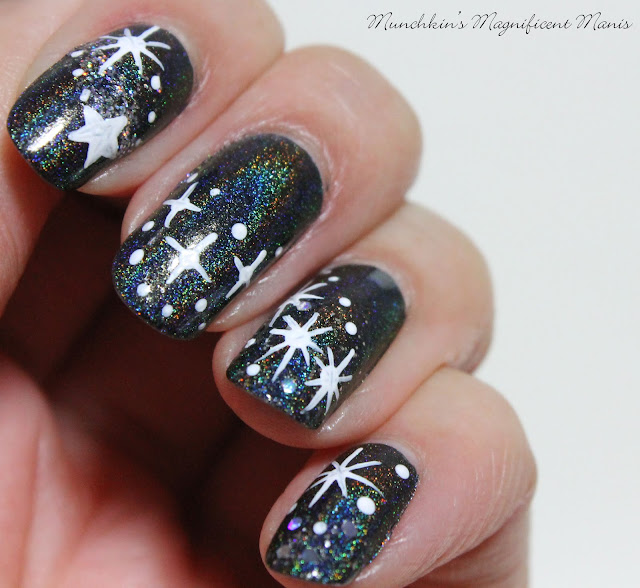 Munchkin’s Magnificent Manis: Starry Night Sky- Star Nail Design