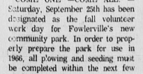 The Fowlerville Observer: 1965 Beginning of Community Park
